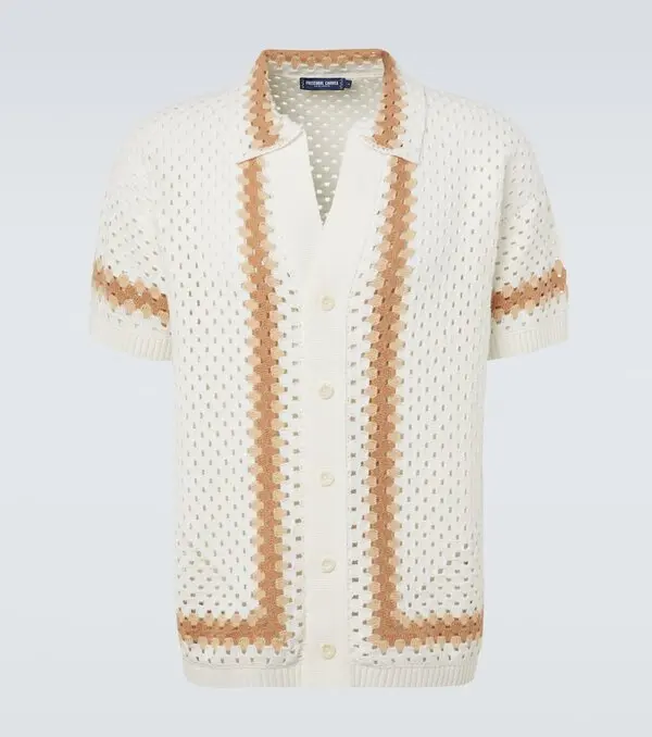 Frescobol Carioca Pinto Crochet Cotton Bowling Shirt - White