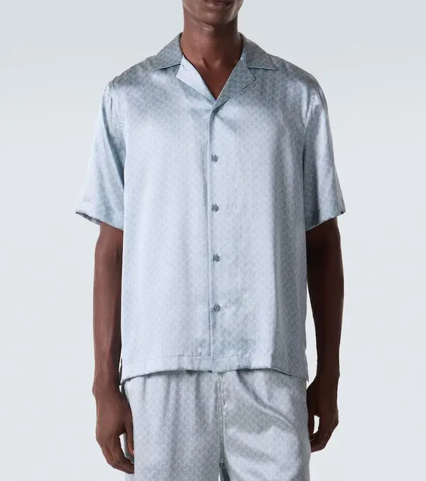 Frescobol Carioca Roberto Printed Silk Bowling Shirt