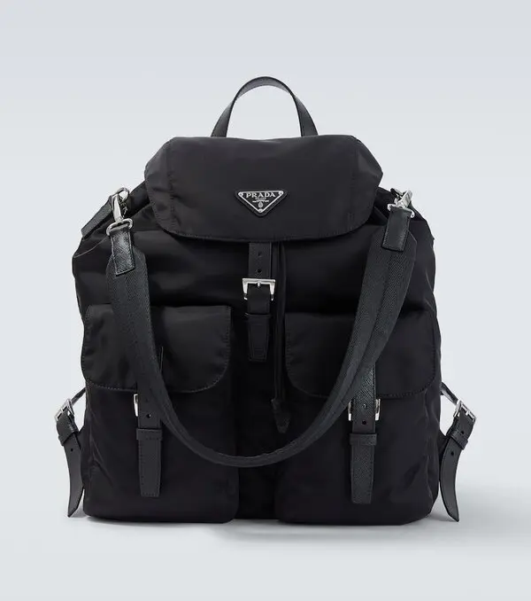 Prada Re-nylon And Leather-trimmed Backpack - Black