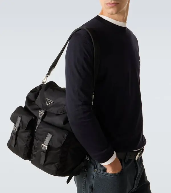 Prada Re-nylon And Leather-trimmed Backpack - Black