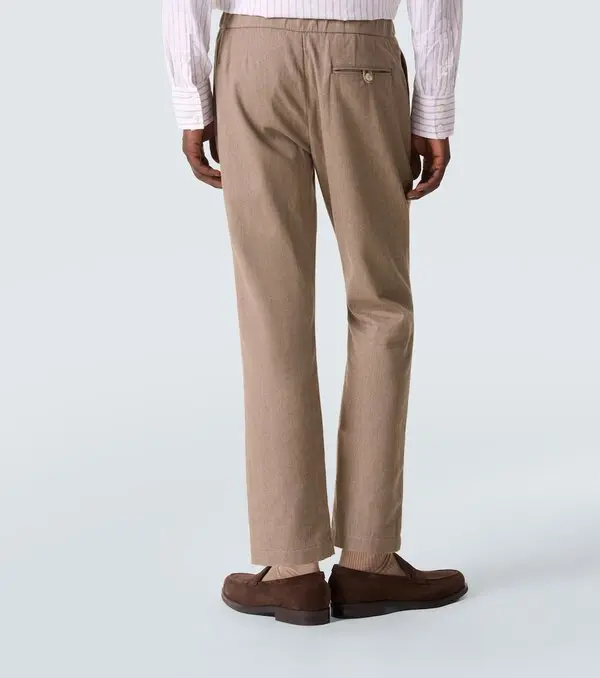 Frescobol Carioca Oscar Herringbone Cotton-blend Straight Pants - Brown