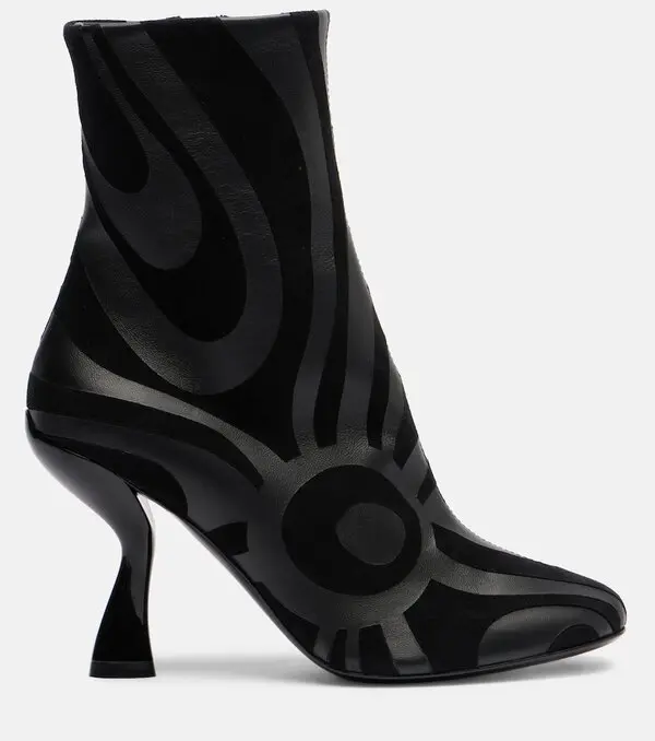 Emilio Pucci Marmo Suede And Leather Ankle Boots