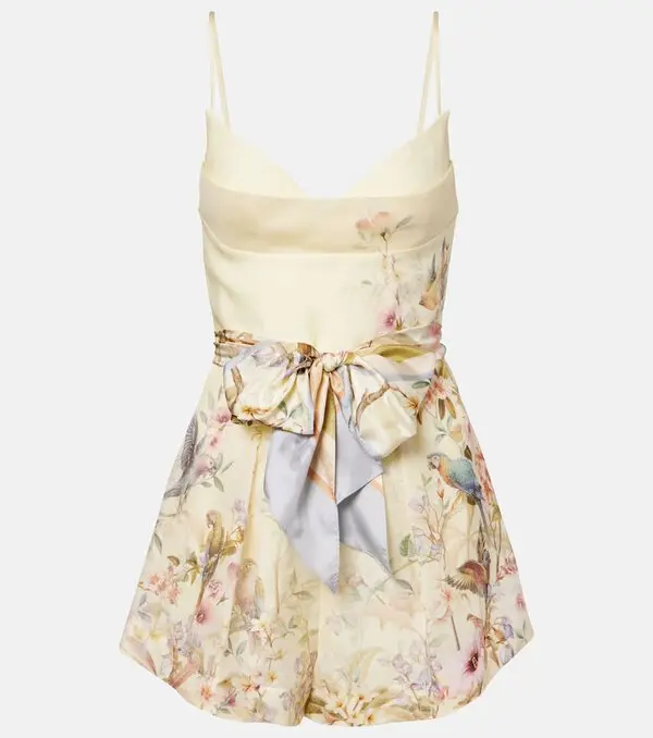 Zimmermann Rebellion Floral Linen And Silk Romper - Yellow