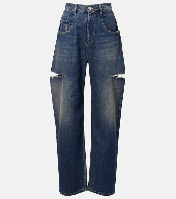 MAISON MARGIELA Distressed Barrel-leg Jeans - Blue