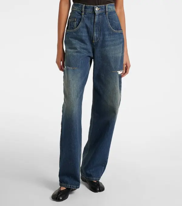 MAISON MARGIELA Distressed Barrel-leg Jeans - Blue