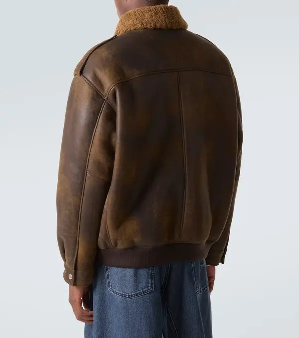 Miu Miu Shearling-trimmed Leather Blouson Jacket