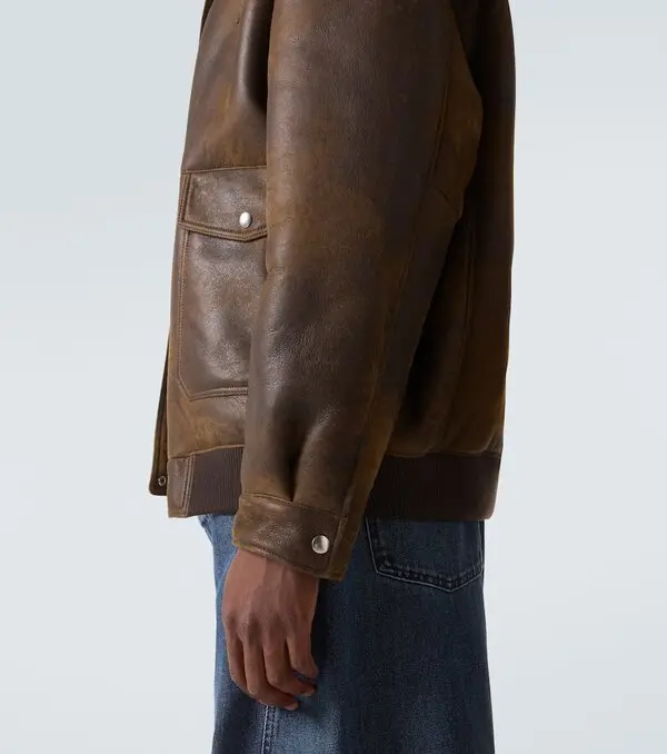 Miu Miu Shearling-trimmed Leather Blouson Jacket