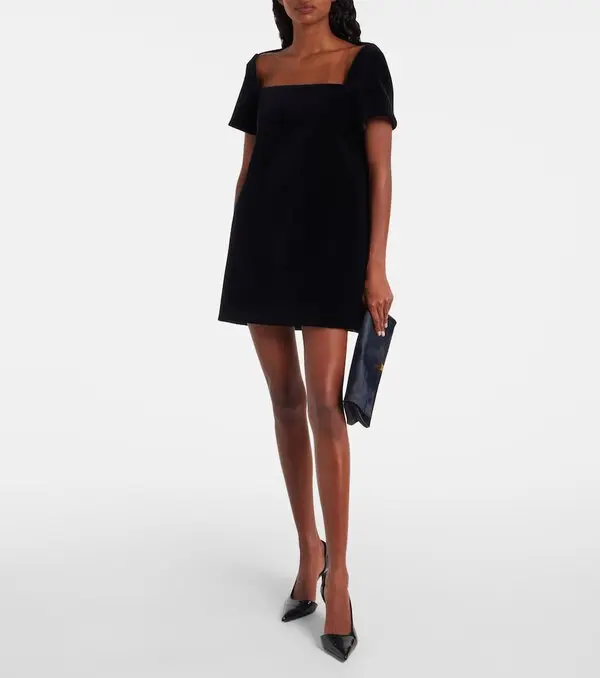 Khaite Benji Velvet Mini Dress - Black