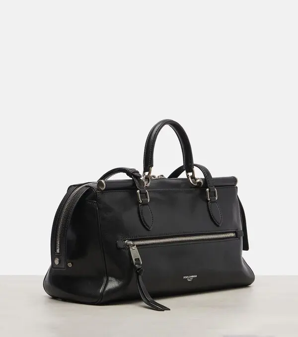 Dolce & Gabbana Vittoria Leather Tote Bag - Black