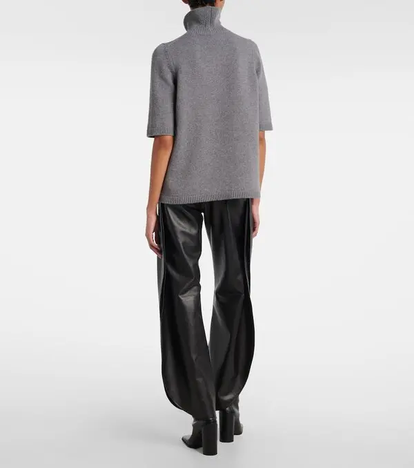 Alaïa High-rise Leather Barrel-leg Pants - Black