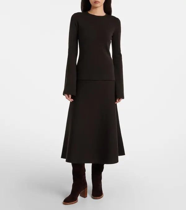 Gabriela Hearst Wool, Silk, And Cashmere Midi Skirt