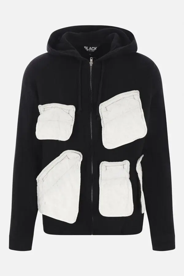 Comme Des Garçons Wool Blend Felt Jacket With Reverse Pockets - Black
