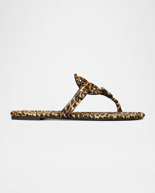 Tory Burch Miller Leopard-printed Calf Hair Sandals - Leopard Mu