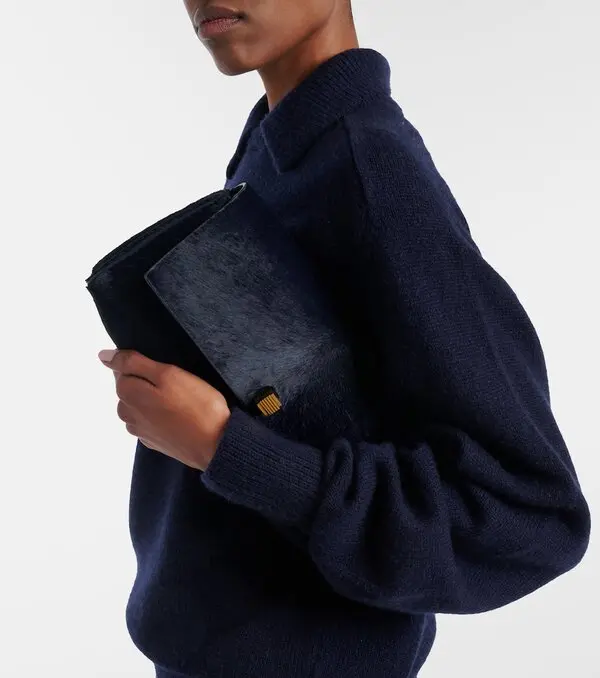 Khaite Audrey Calf Hair Clutch - Blue