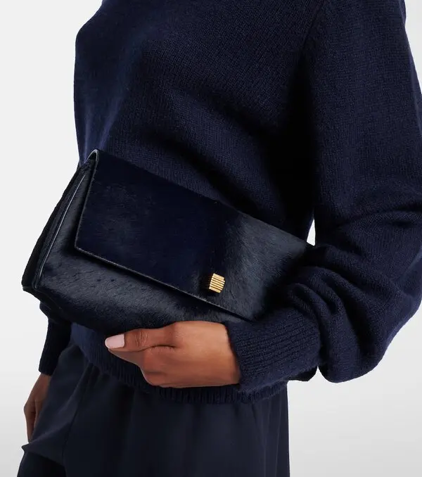 Khaite Audrey Calf Hair Clutch - Blue
