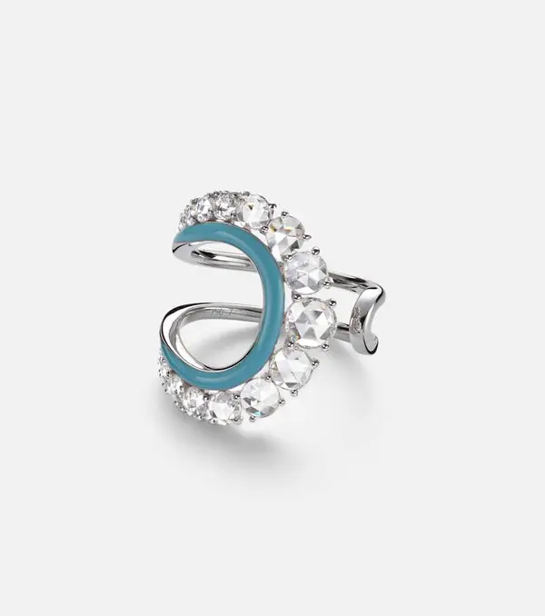 KAMYEN Moonlight 18kt White Gold Diamond And Enamel Ring - Silver
