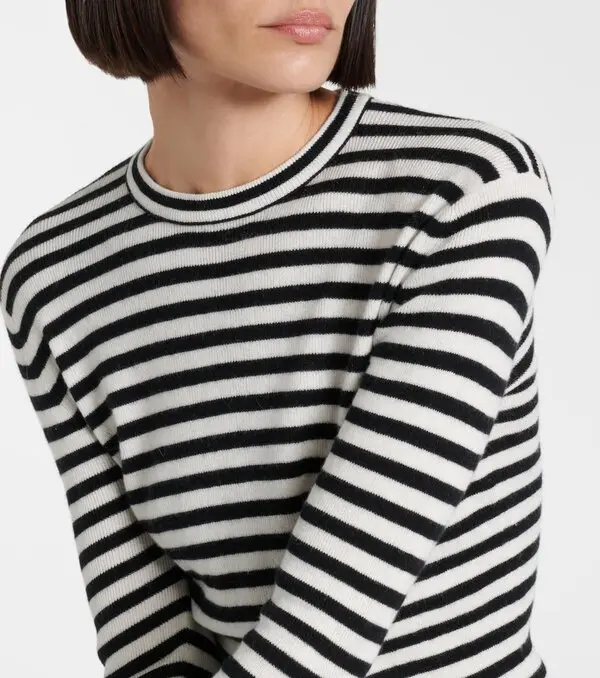 LISA YANG Vivian Striped Cotton And Cashmere Top