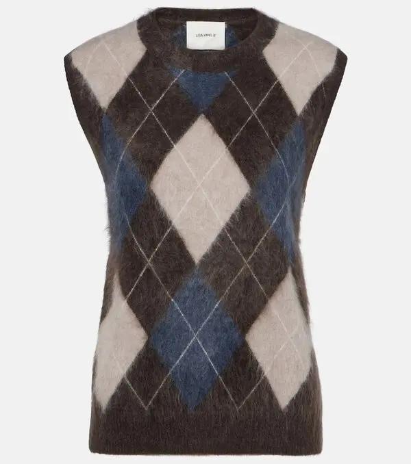 LISA YANG Yasmin Argyle Cashmere Sweater Vest - Multicoloured