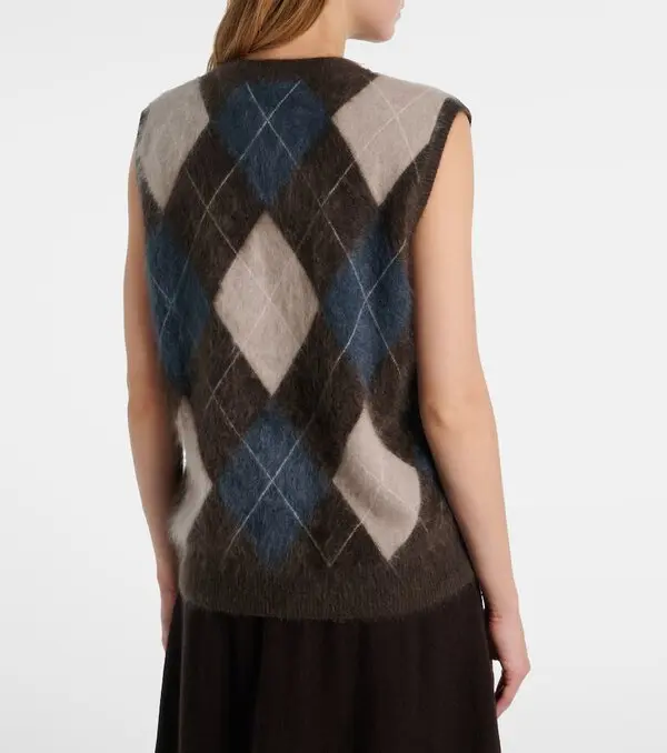 LISA YANG Yasmin Argyle Cashmere Sweater Vest - Multicoloured