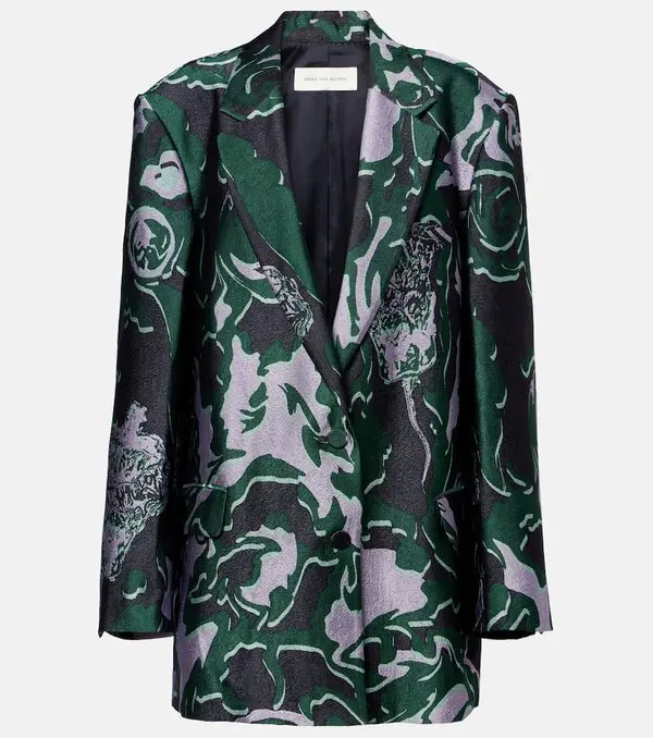Dries Van Noten Printed Single-breasted Blazer - Green