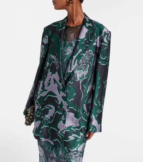 Dries Van Noten Printed Single-breasted Blazer - Green