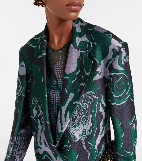 Dries Van Noten Printed Single-breasted Blazer - Green