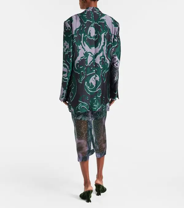 Dries Van Noten Printed Single-breasted Blazer - Green