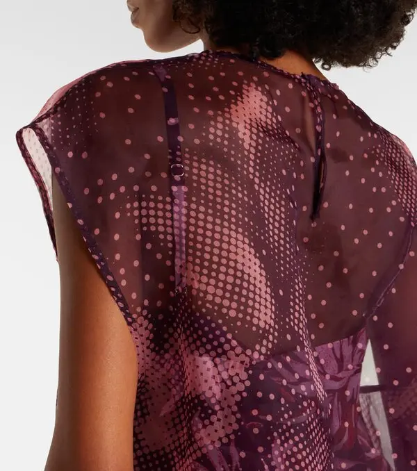 Dries Van Noten Layered Printed Silk-blend Top