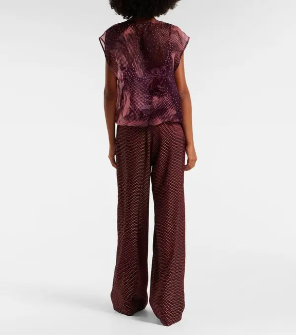 Dries Van Noten Layered Printed Silk-blend Top