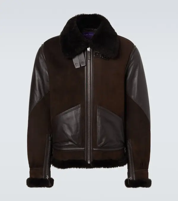 Ralph Lauren Purple Label Shearling-lined Leather And Suede Jacket