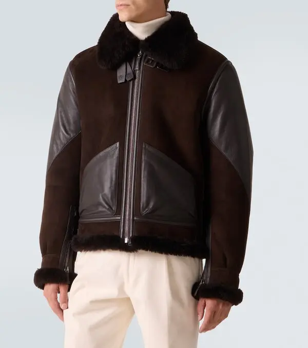 Ralph Lauren Purple Label Shearling-lined Leather And Suede Jacket
