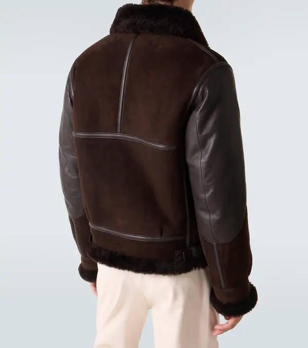 Ralph Lauren Purple Label Shearling-lined Leather And Suede Jacket