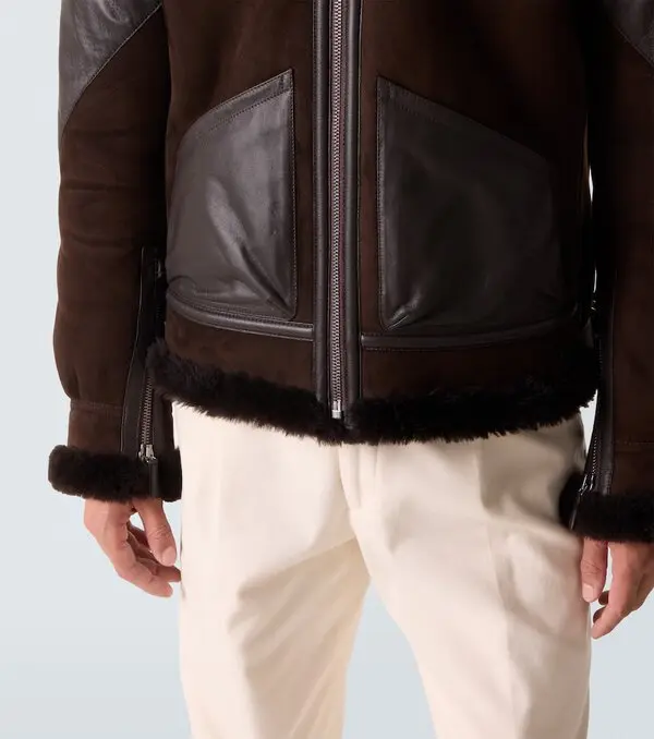 Ralph Lauren Purple Label Shearling-lined Leather And Suede Jacket