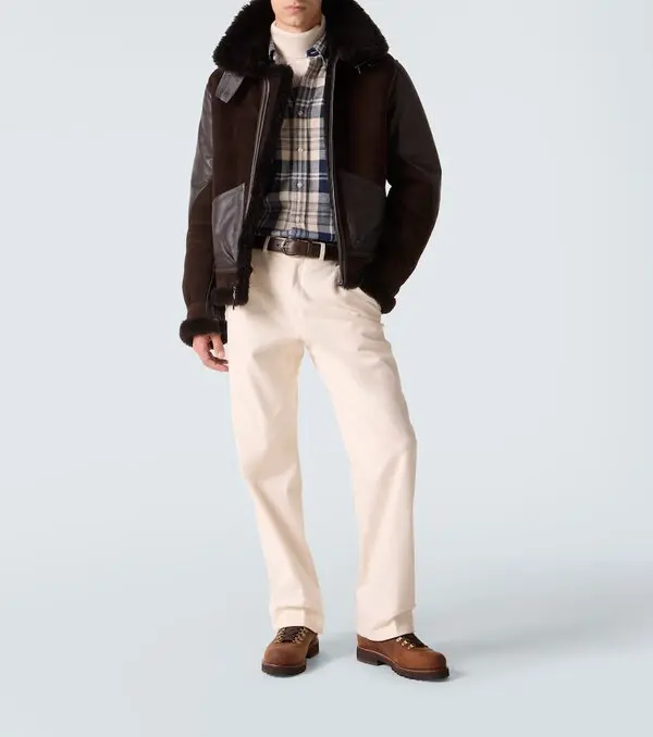 Ralph Lauren Purple Label Shearling-lined Leather And Suede Jacket