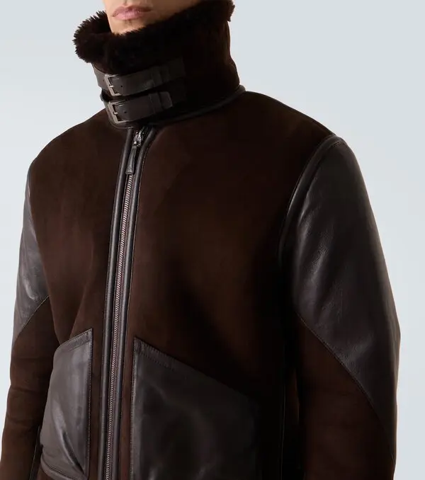Ralph Lauren Purple Label Shearling-lined Leather And Suede Jacket