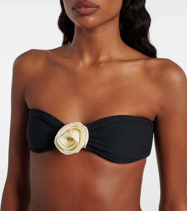 SAME Rosette Floral-applique Bandeau Bikini Top