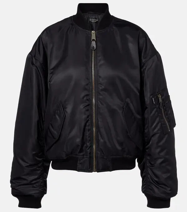 Balenciaga Technical Satin Bomber Jacket - Black