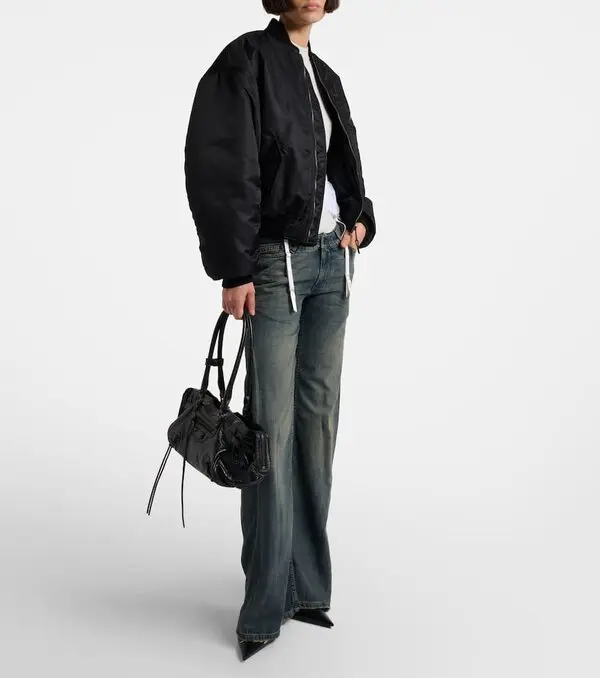 Balenciaga Technical Satin Bomber Jacket - Black