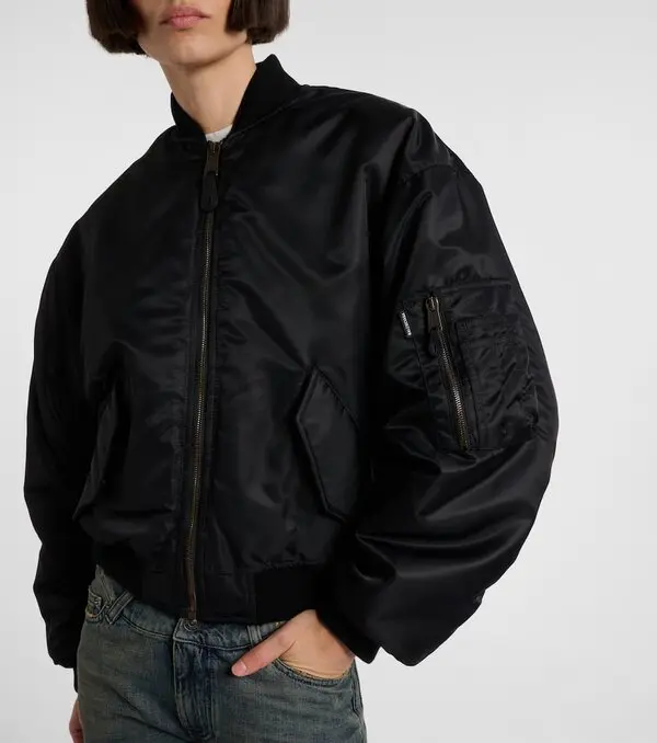 Balenciaga Technical Satin Bomber Jacket - Black