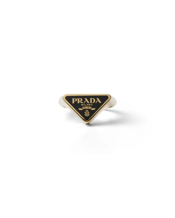 Prada Enameled Metal Ring - Gold/silver