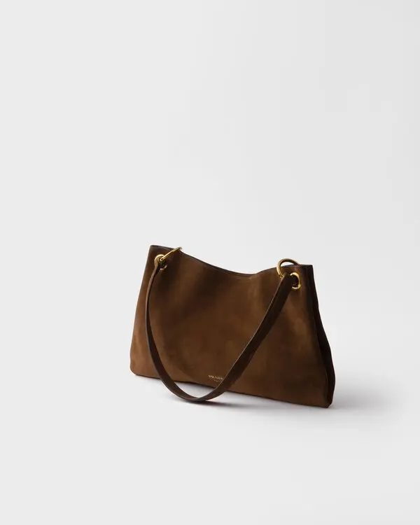 Prada Etude Large Suede Shoulder Bag - Cocoa Brown