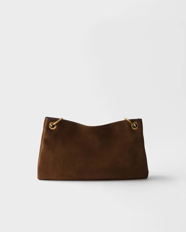 Prada Etude Large Suede Shoulder Bag - Cocoa Brown