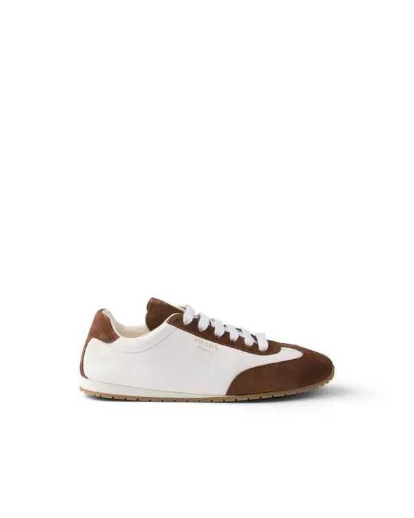 Prada Nappa Leather And Suede Sneakers - Neutral