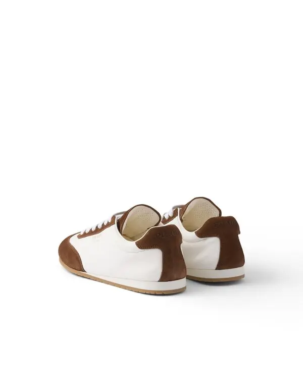 Prada Nappa Leather And Suede Sneakers - Neutral
