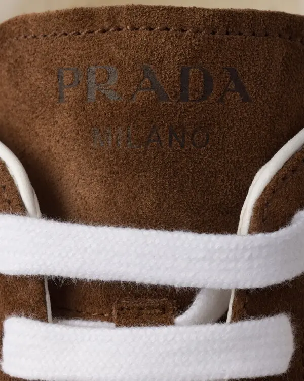 Prada Nappa Leather And Suede Sneakers - Neutral
