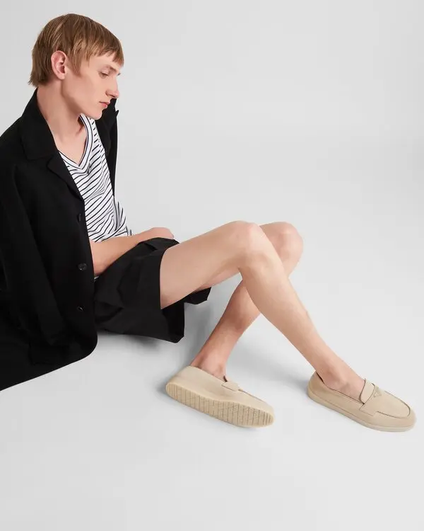Prada Suede Loafers - Neutral