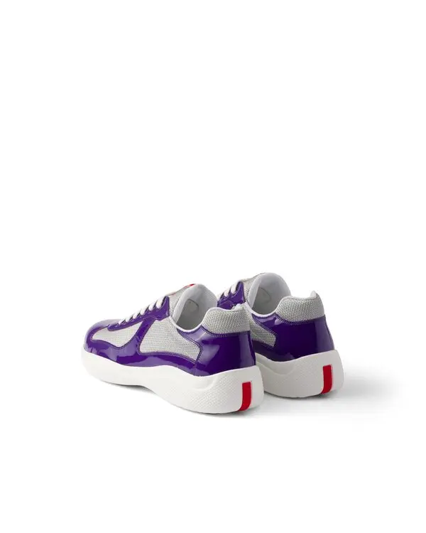 Prada Patent Leather And Technical Fabric Sneakers - Purple