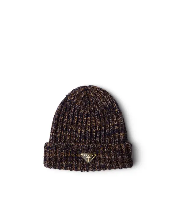 Prada Mélange Knit Beanie - Blue