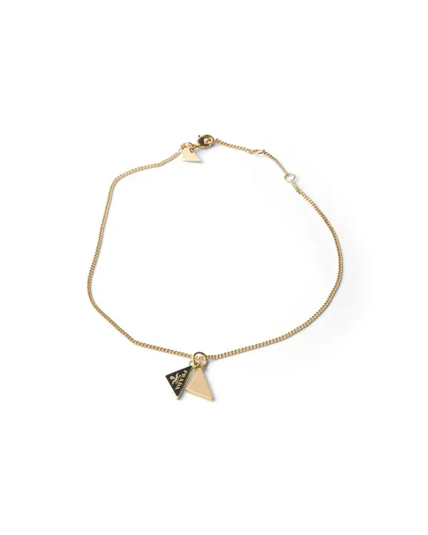 Prada Enameled Metal Necklace - Gold/silver