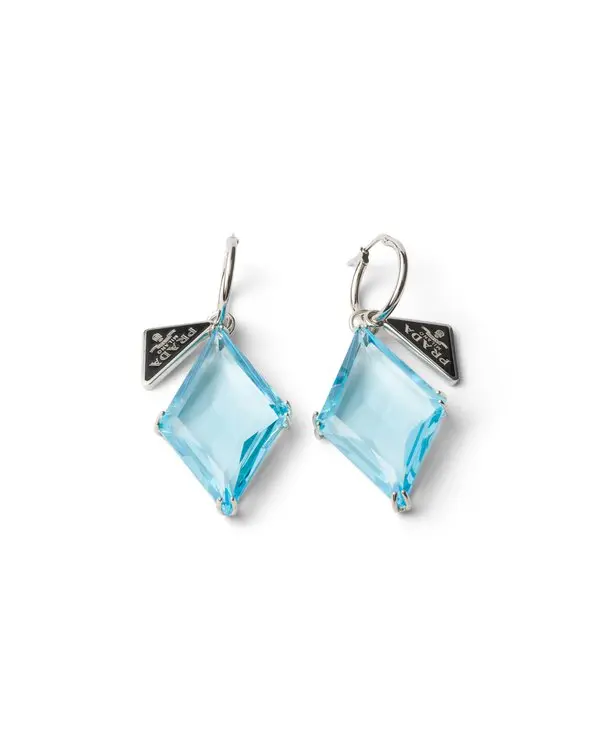 Prada Metal And Glass Earrings - Green